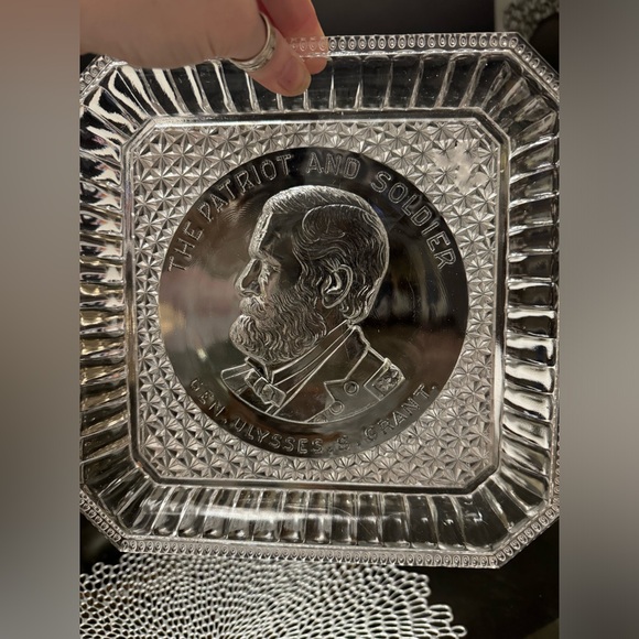 Dining | Us Ulysses S Grant Patriot And Soldier Square Glass Plate Eapg ...